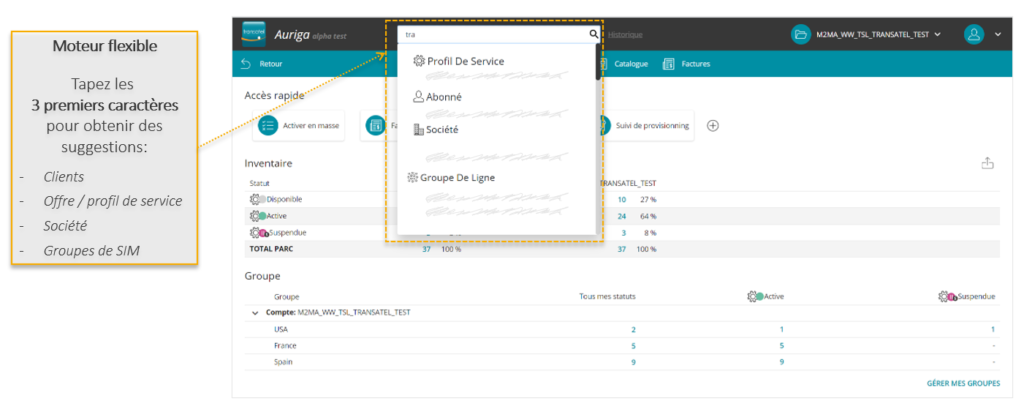 Utiliser la barre de recherche - Docs TransatelDocs Transatel