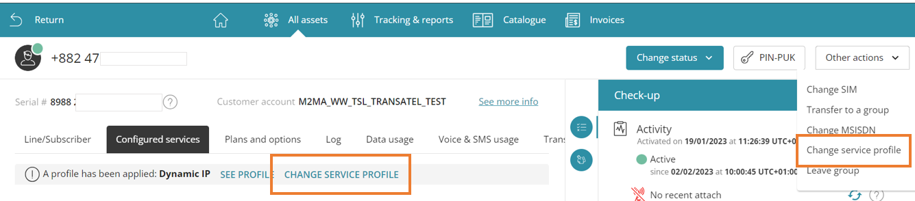 Changing Service Profiles - Docs TransatelDocs Transatel